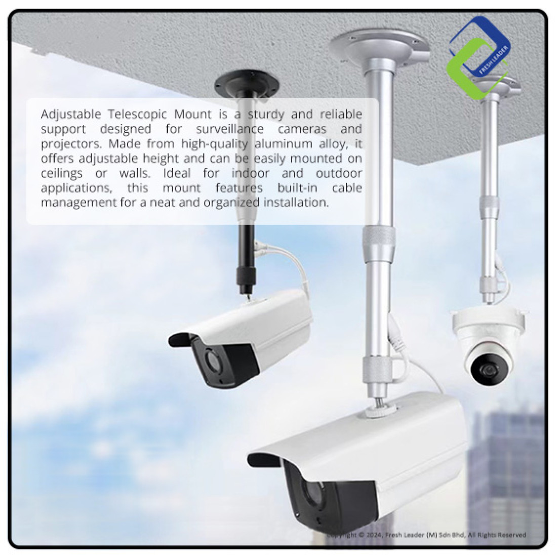 Durable Adjustable Telescopic Mount 100-200CM for Projectors and ...