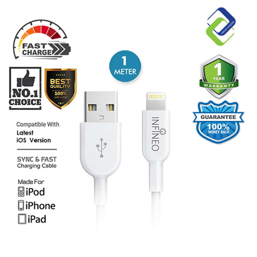 Infineo iPhone Lightning Cable 1M – Fast USB Charging & Data Sync, iOS ...