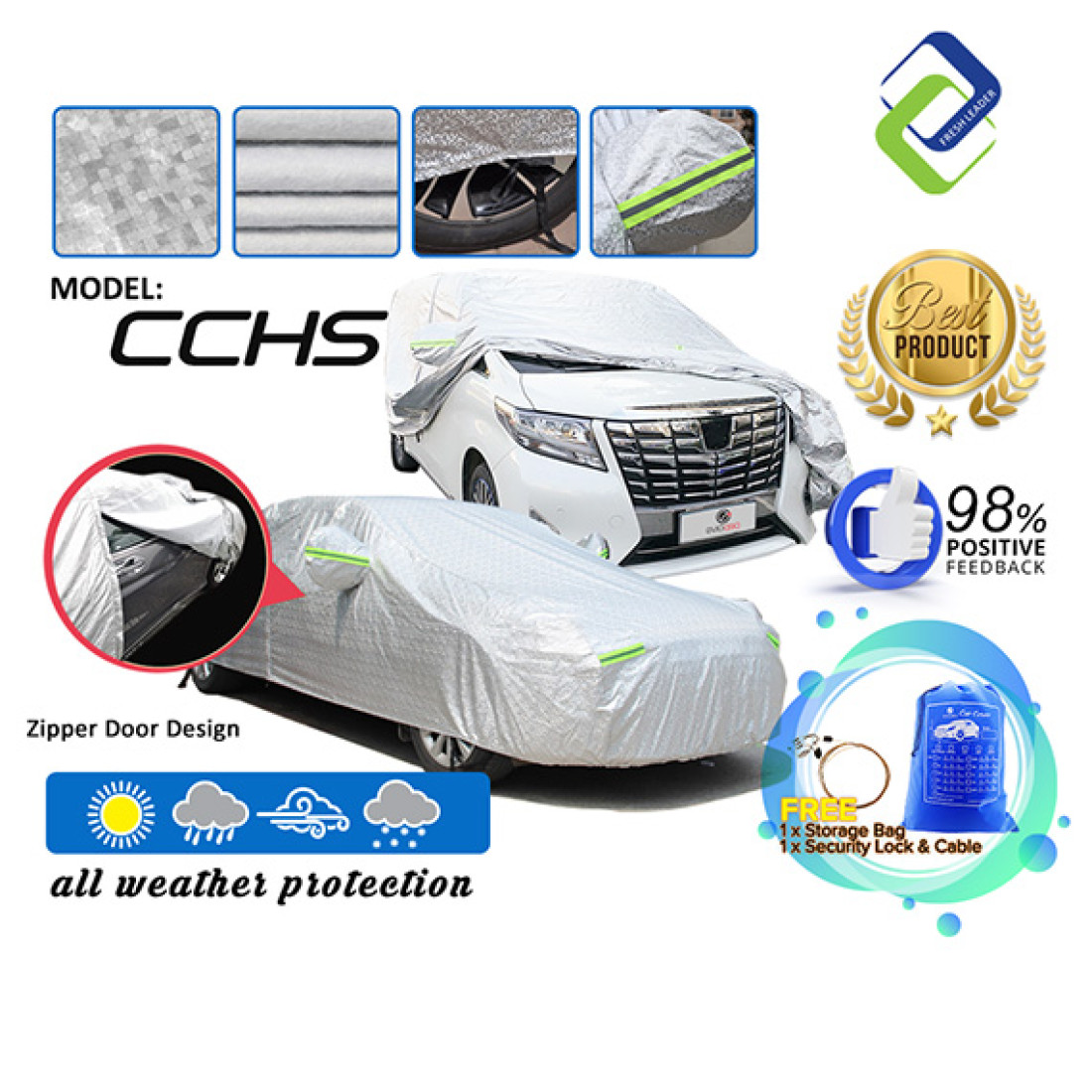 EvioAsia CCHS Aluminum Car Cover – UV & Rain Protection