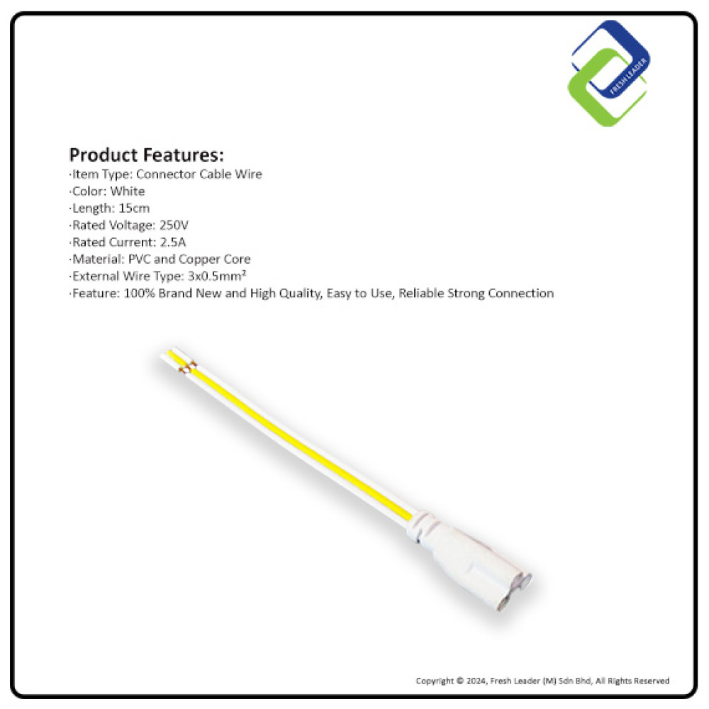 Energy-Efficient LED Tube Connector: Single End 3 Pin Wire (15cm ...