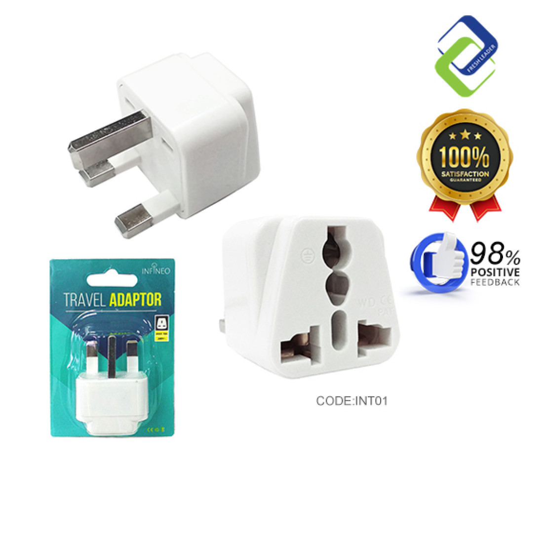 INFINEO Global Travel Adapter - AU/US/EU to UK 3 Pin Plug Converter ...