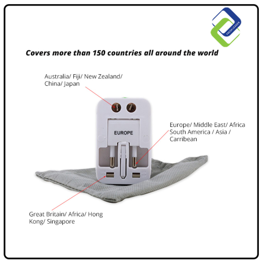 EvioAsia All-In-One Universal Travel Adapter For Worldwide