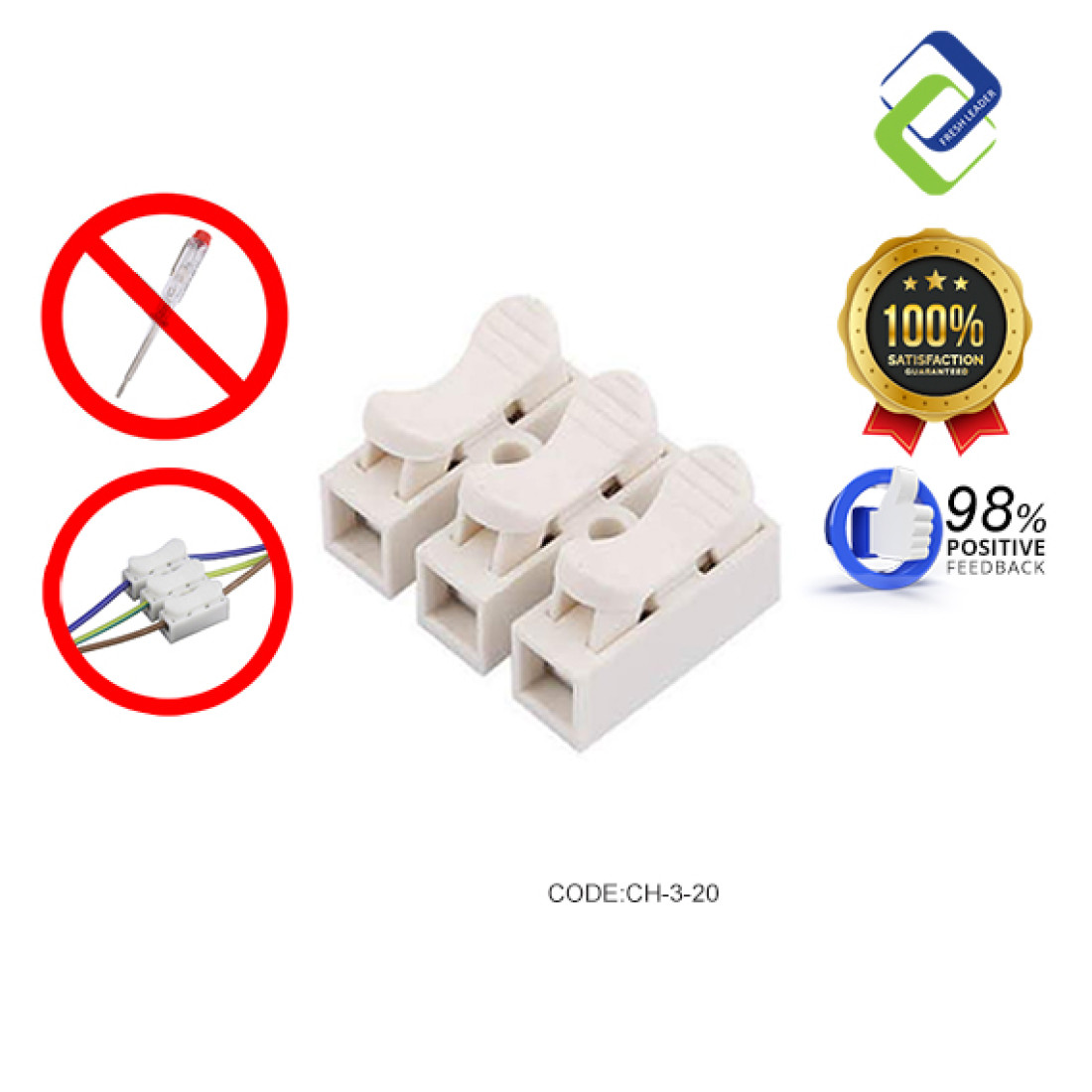 3 Pin Electrical Wire Terminal Clips – Quick Splice 20pcs