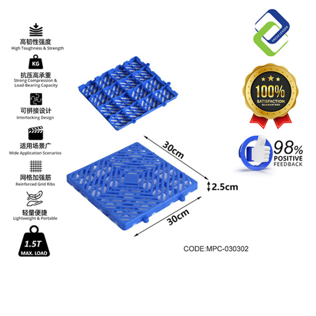 Heavy-Duty Square Mesh Pallet Board 30x30x2.5cm | Fresh Leader
