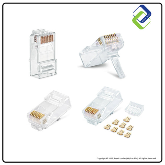 PowerSync RJ45 Transparent Crystal Head Cat6 UTP 20PCS/Pack – 24K Gold ...