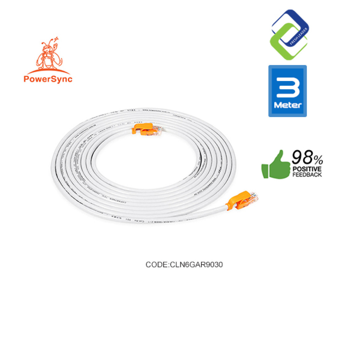 PowerSync CAT6e LAN Cable | Giga-Speed | Round | 3m
