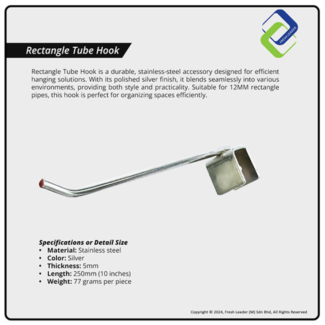 250mm Display Hook | Durable Stainless Steel Hanging Hook for Rectangle ...