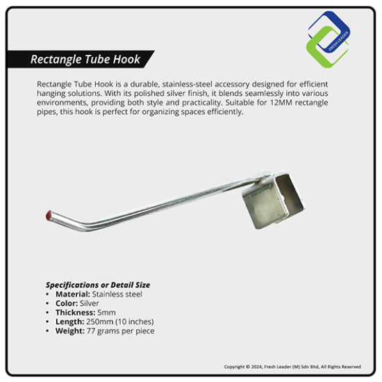 250mm Display Hook | Durable Stainless Steel Hanging Hook for Rectangle ...
