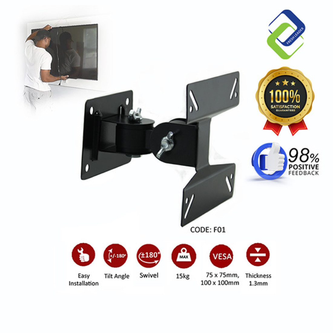 Wall Mount Bracket for 14–24” LED LCD Monitors | Fresh Leader